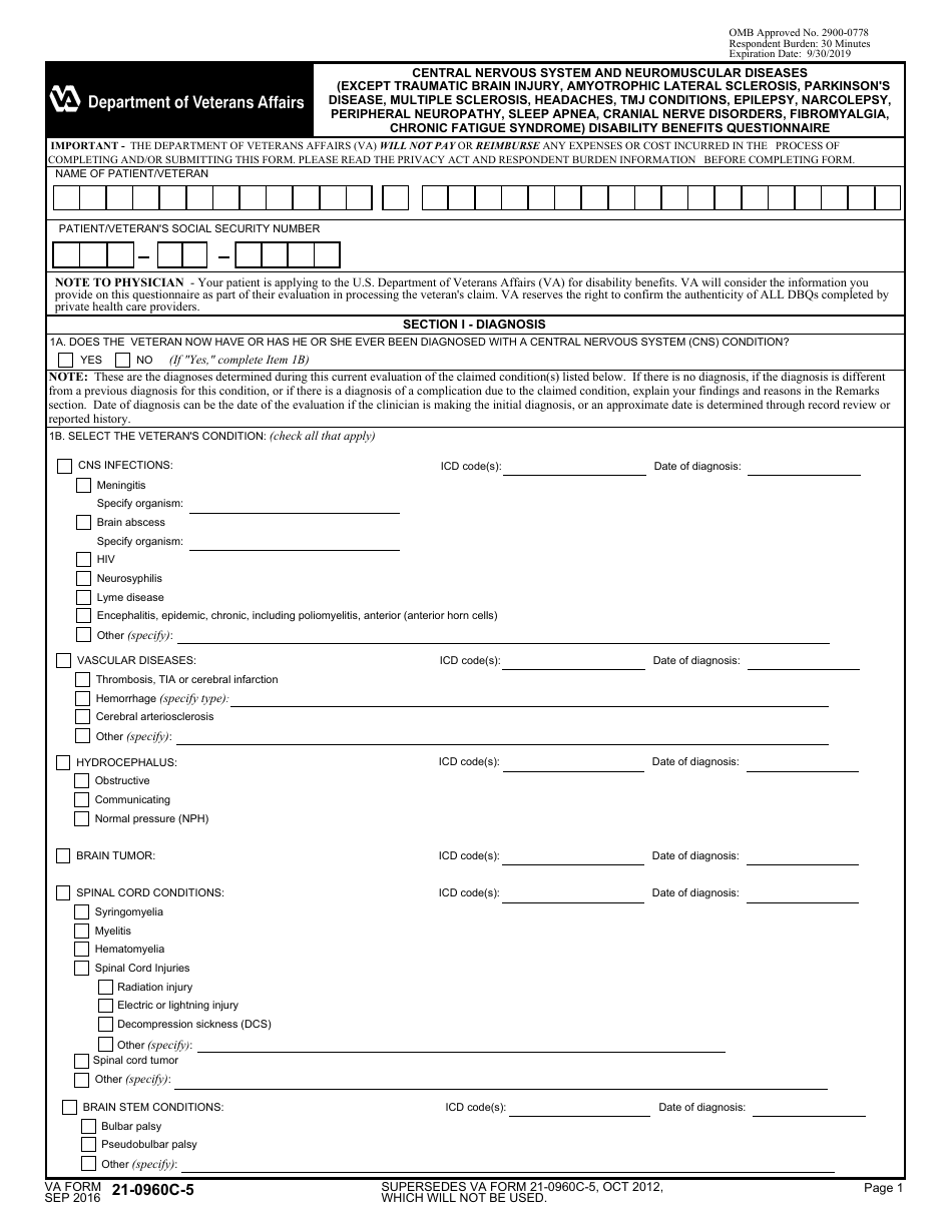 VA Form 21-0960C-5 - Fill Out, Sign Online and Download Fillable PDF ...
