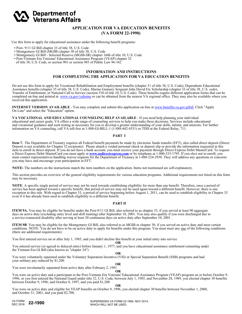 VA Form 22-1990 - Fill Out, Sign Online and Download Fillable PDF ...
