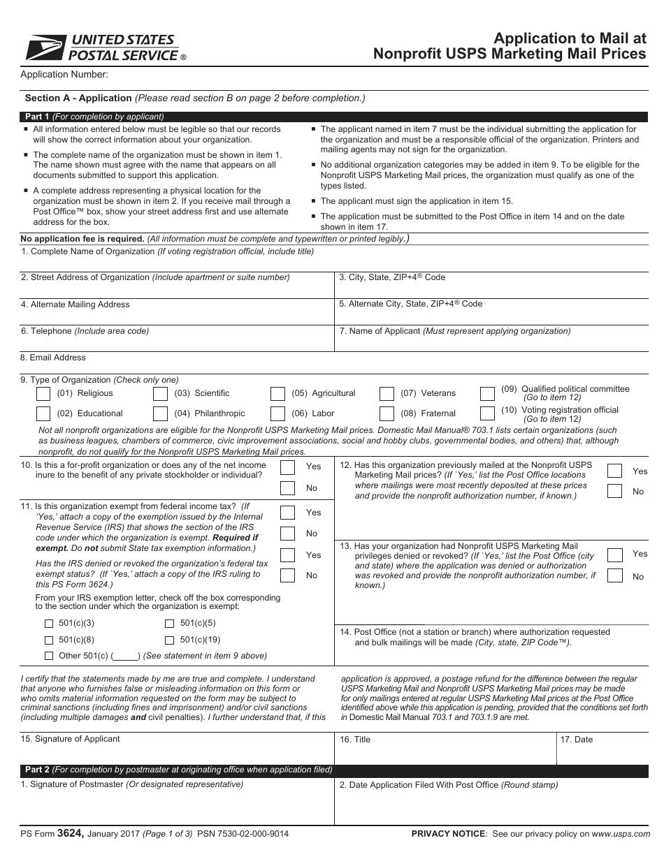 PS Form 3624 - Fill Out, Sign Online and Download Printable PDF ...