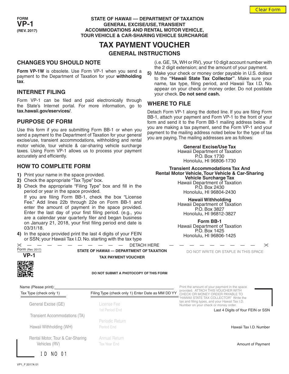 Form VP-1 - Fill Out, Sign Online and Download Fillable PDF, Hawaii ...