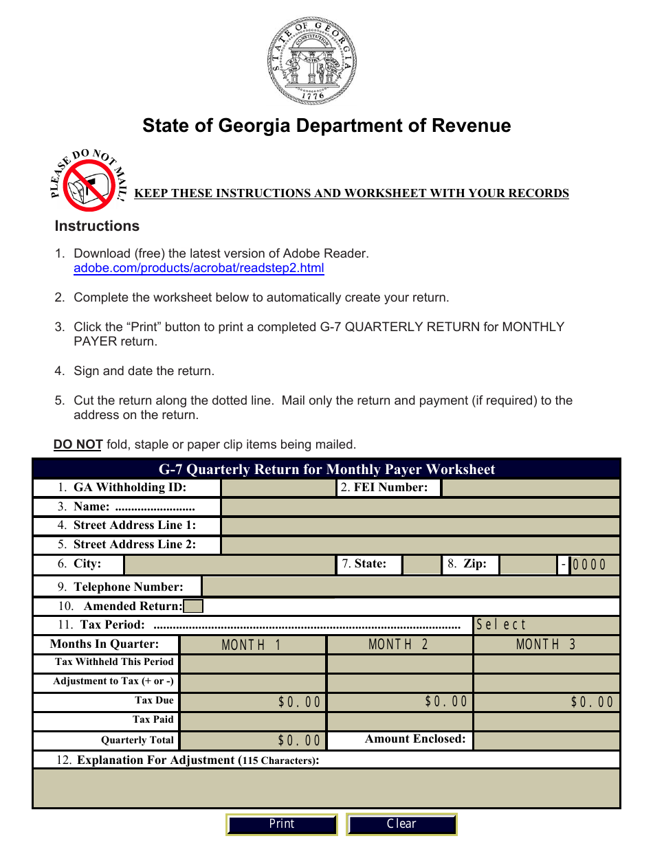 Form G-7 - Fill Out, Sign Online and Download Fillable PDF, Georgia ...