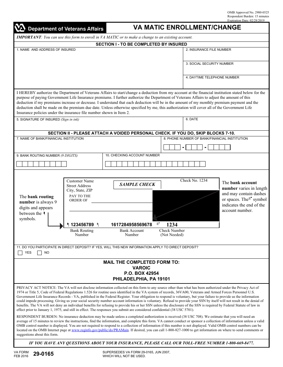VA Form 29-0165 - Fill Out, Sign Online and Download Fillable PDF ...