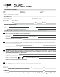 Form NC-5500 Download Printable PDF or Fill Online Request to Waive ...