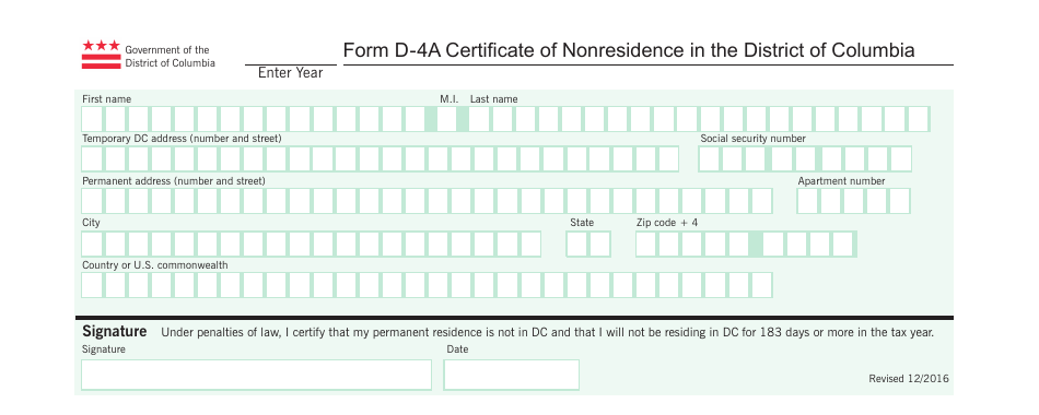 Form D-4A - Fill Out, Sign Online and Download Printable PDF ...