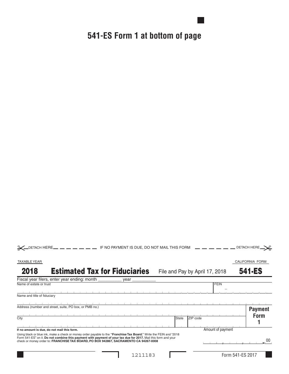 Form 541-ES - 2018 - Fill Out, Sign Online and Download Printable PDF ...