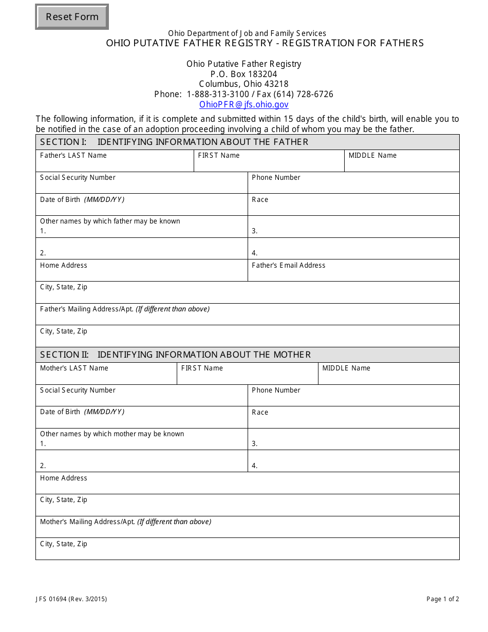 Form JFS01694 - Fill Out, Sign Online and Download Fillable PDF, Ohio ...