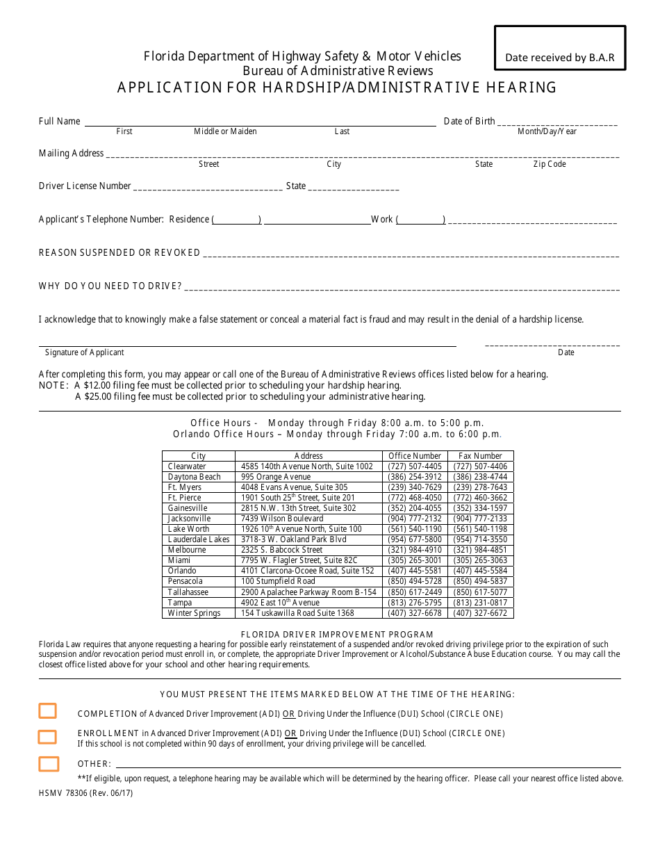Form HSMV78306 - Fill Out, Sign Online and Download Printable PDF, Florida | Templateroller