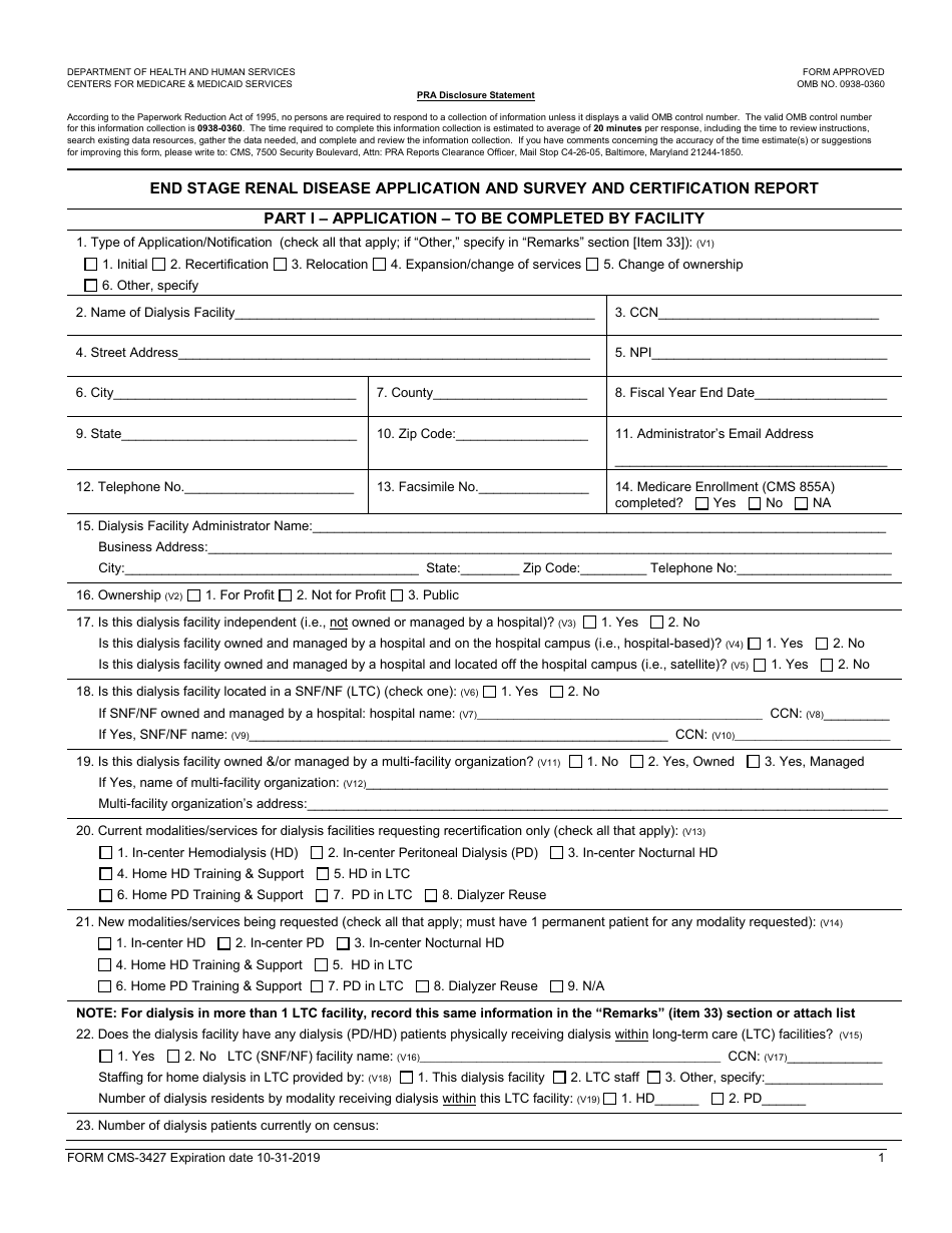 Form CMS-3427 - Fill Out, Sign Online and Download Printable PDF ...