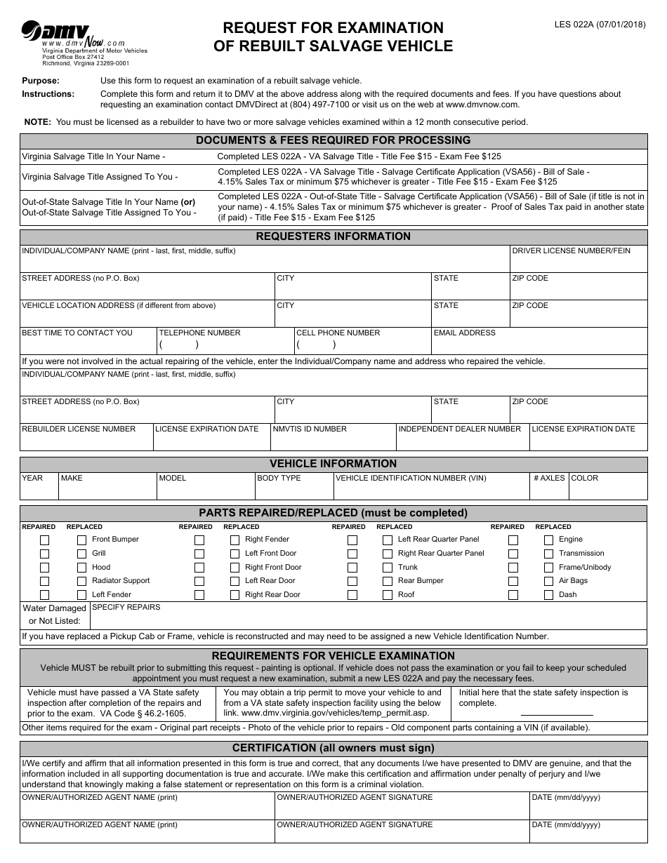 Form LES022A - Fill Out, Sign Online and Download Fillable PDF ...