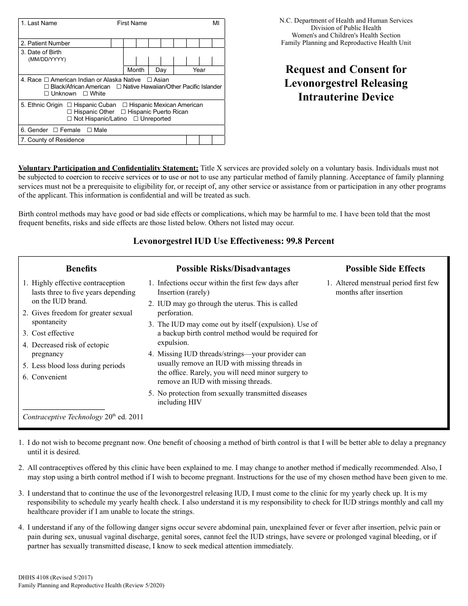 Form DHHS4108 - Fill Out, Sign Online and Download Printable PDF, North ...