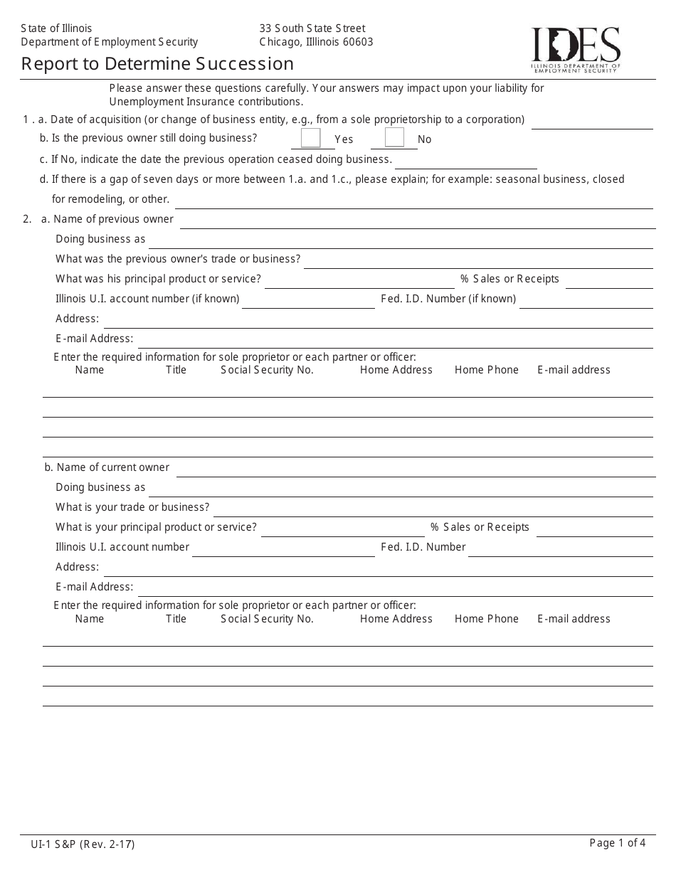 Form UI-1 S&P - Fill Out, Sign Online and Download Fillable PDF ...