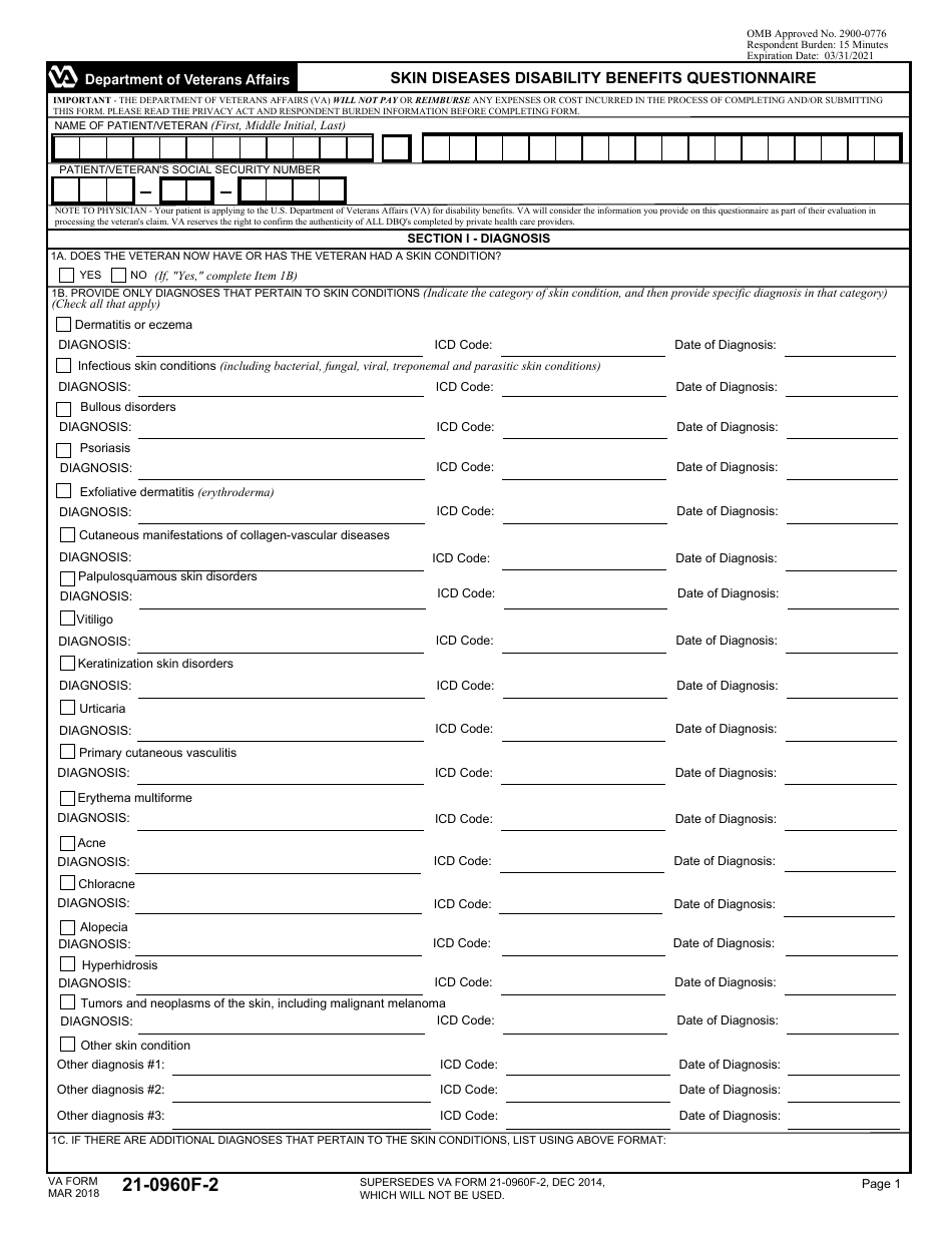 VA Form 21-0960F-2 - Fill Out, Sign Online and Download Fillable PDF ...
