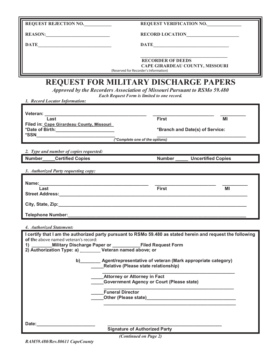 Military Discharge Papers Copy