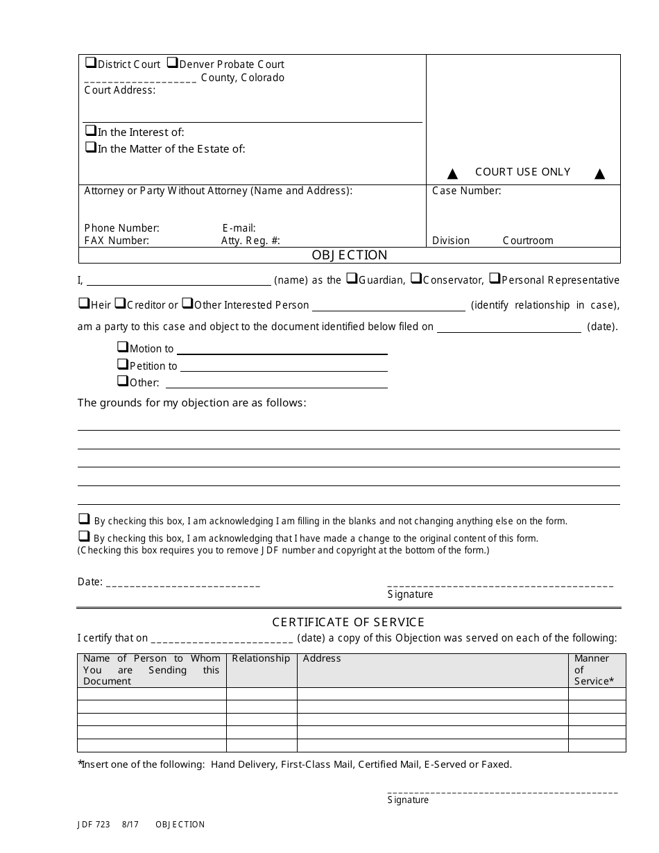 Form JDF723 - Fill Out, Sign Online and Download Printable PDF ...