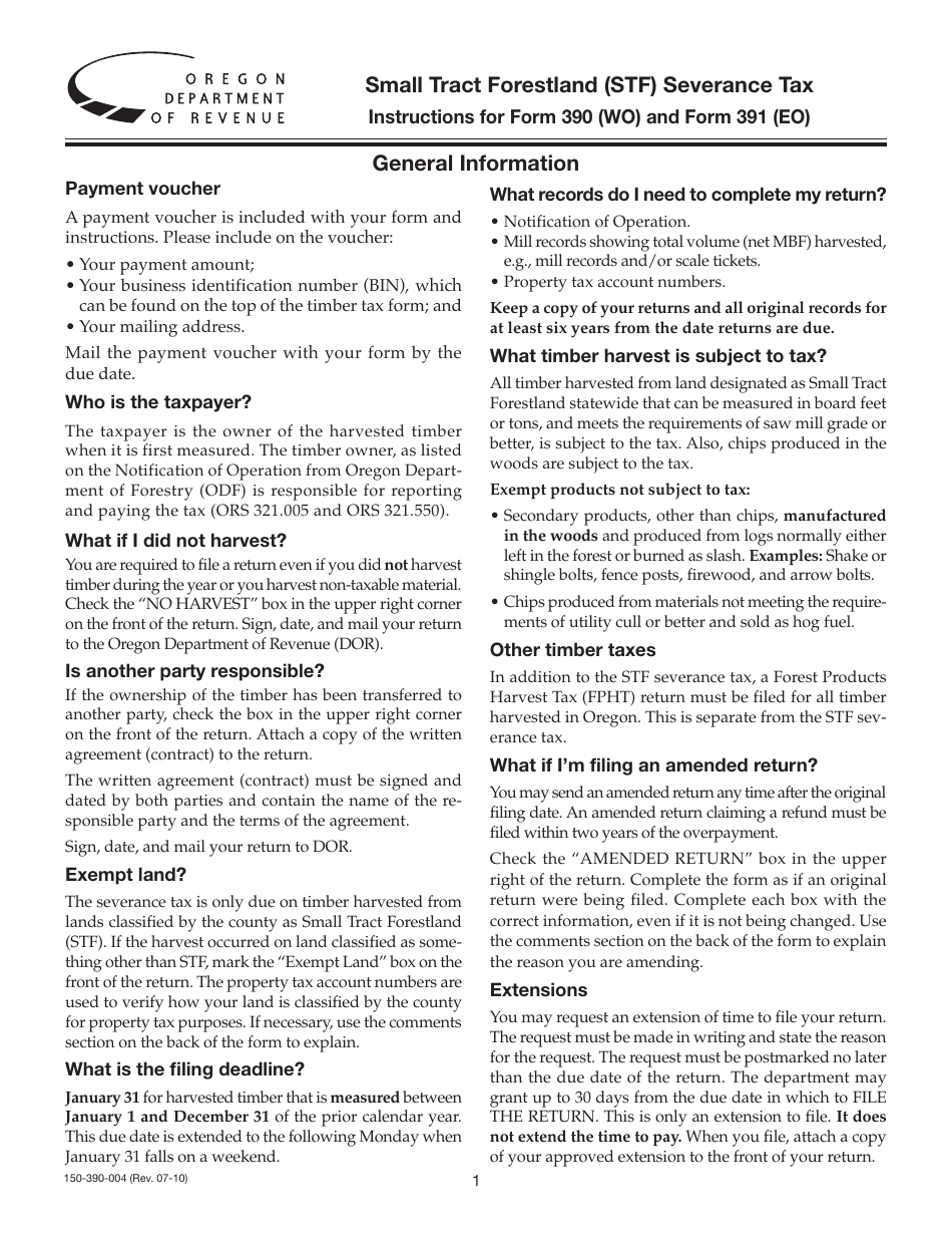 Download Instructions for Form 390 (WO), 391 (EO) Small Tract ...