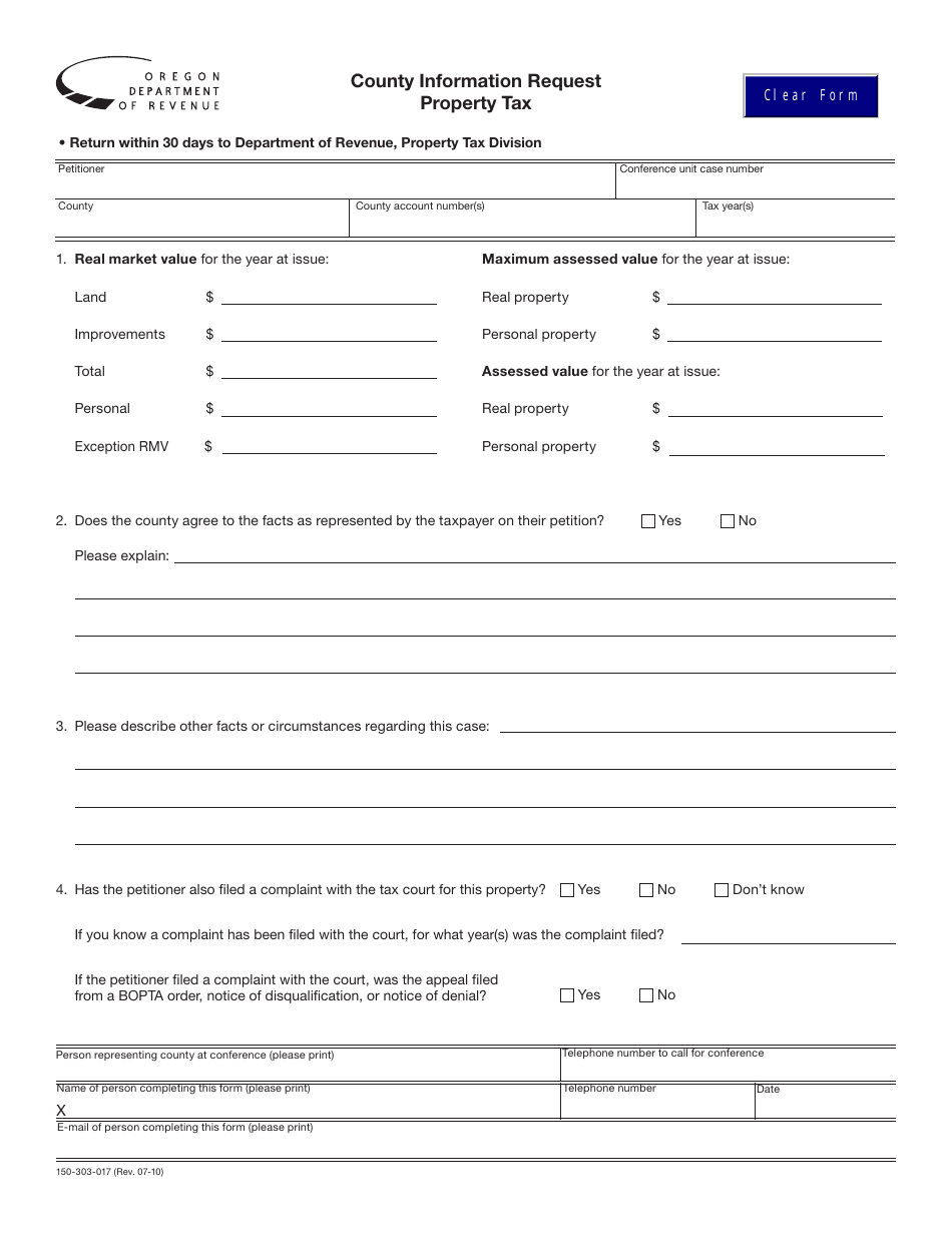 Form 150-303-017 - Fill Out, Sign Online and Download Fillable PDF ...