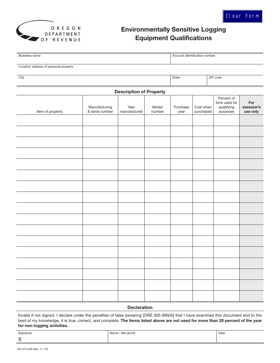 Form 150-310-026 - Fill Out, Sign Online and Download Fillable PDF ...