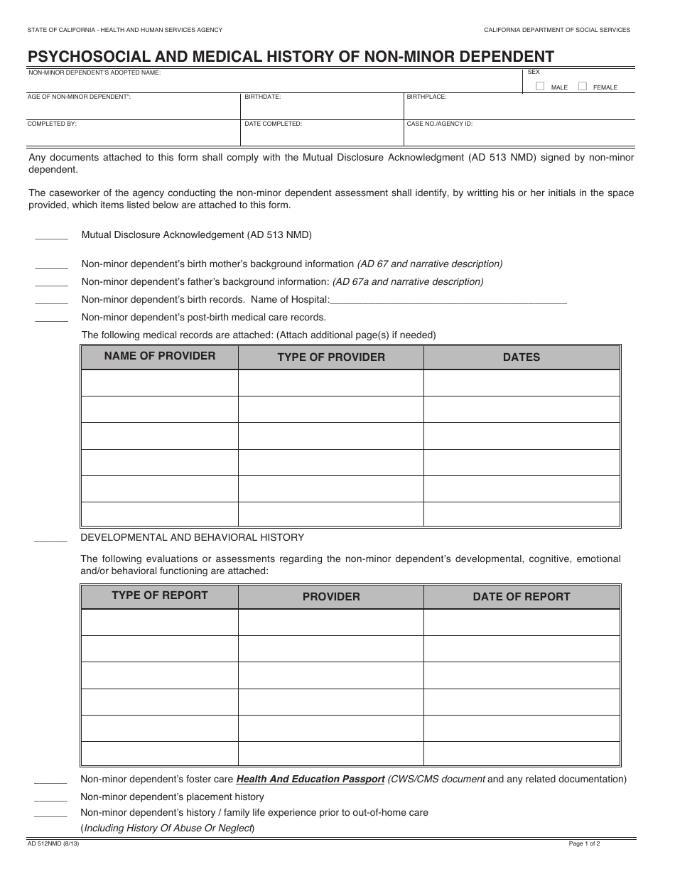 Form AD512 NMD - Fill Out, Sign Online and Download Fillable PDF ...