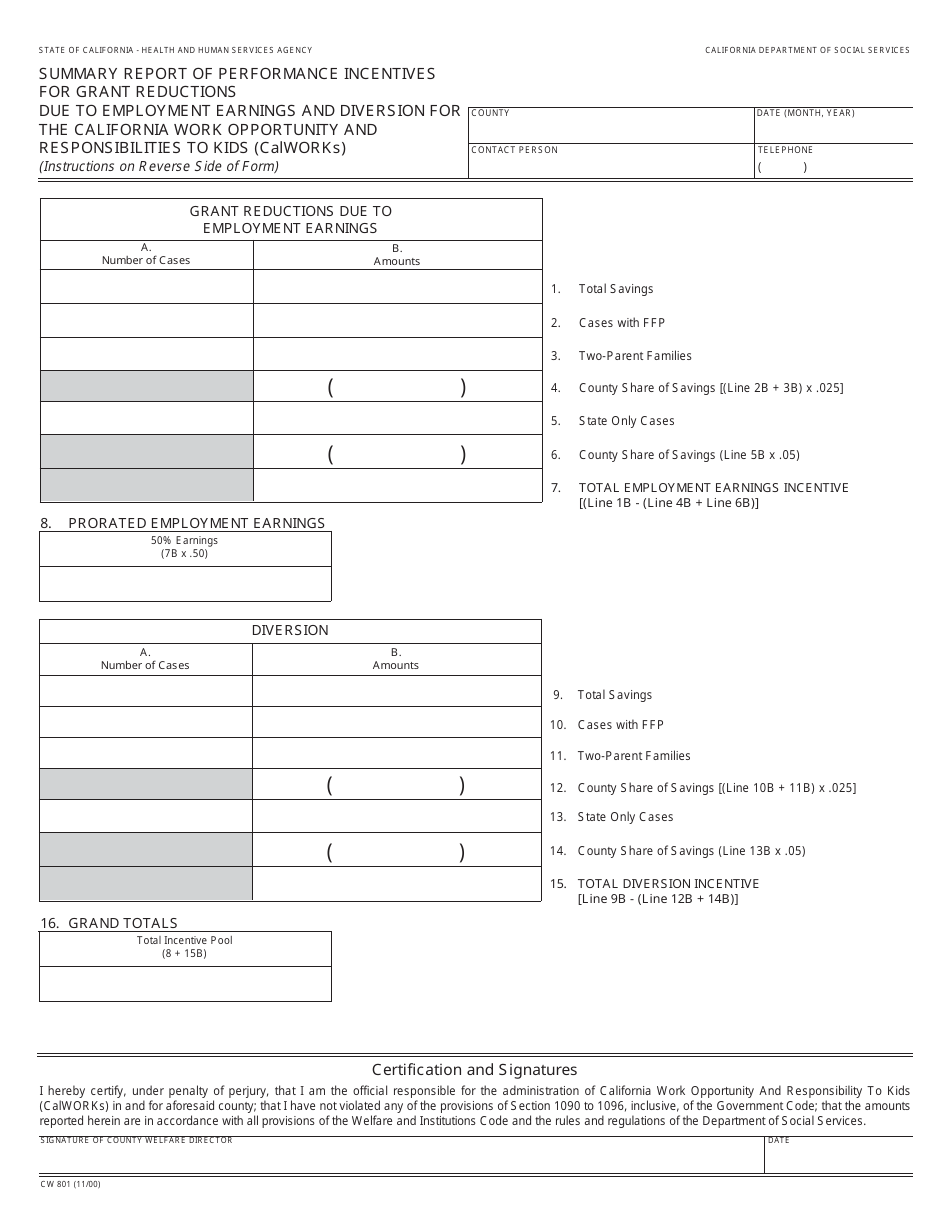 Form CW801 - Fill Out, Sign Online and Download Fillable PDF ...