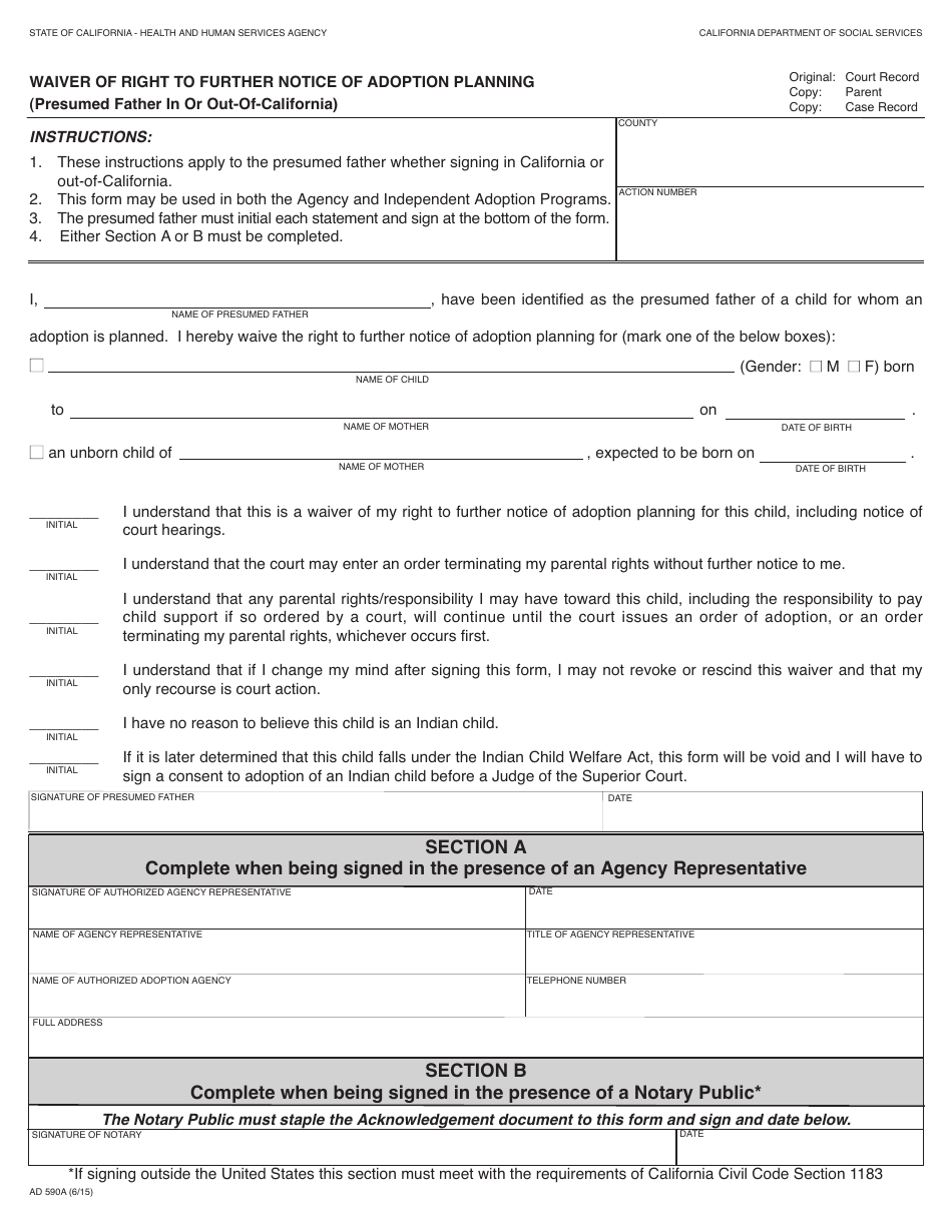 Form AD590A - Fill Out, Sign Online and Download Fillable PDF ...
