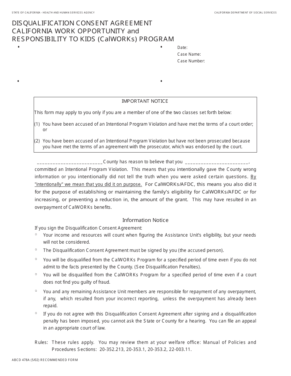 Form ABCD478A - Fill Out, Sign Online and Download Fillable PDF ...