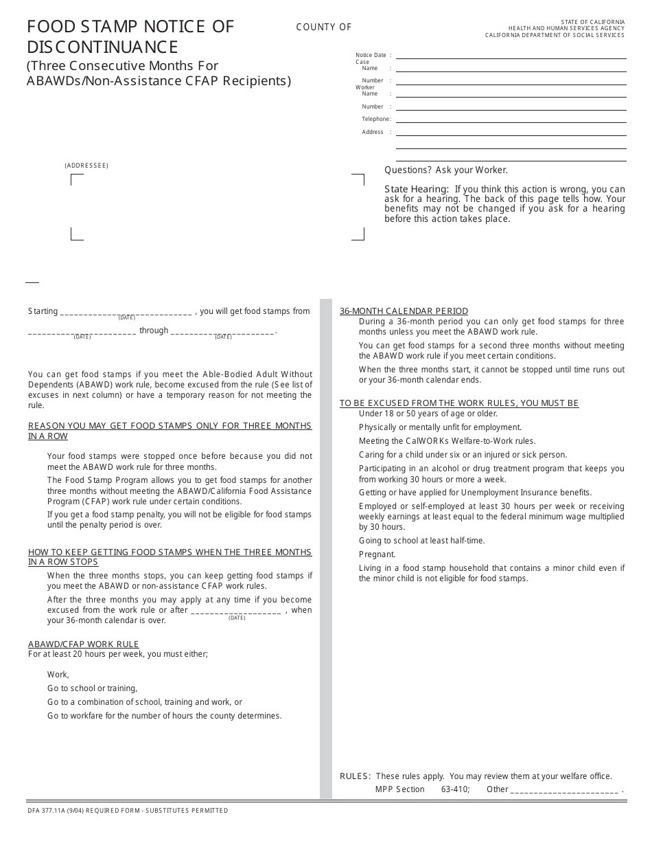 Form DFA377.11A - Fill Out, Sign Online and Download Fillable PDF ...