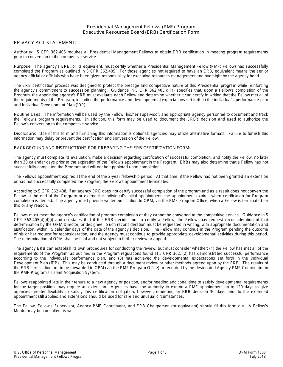 OPM Form 1303 - Fill Out, Sign Online and Download Fillable PDF ...