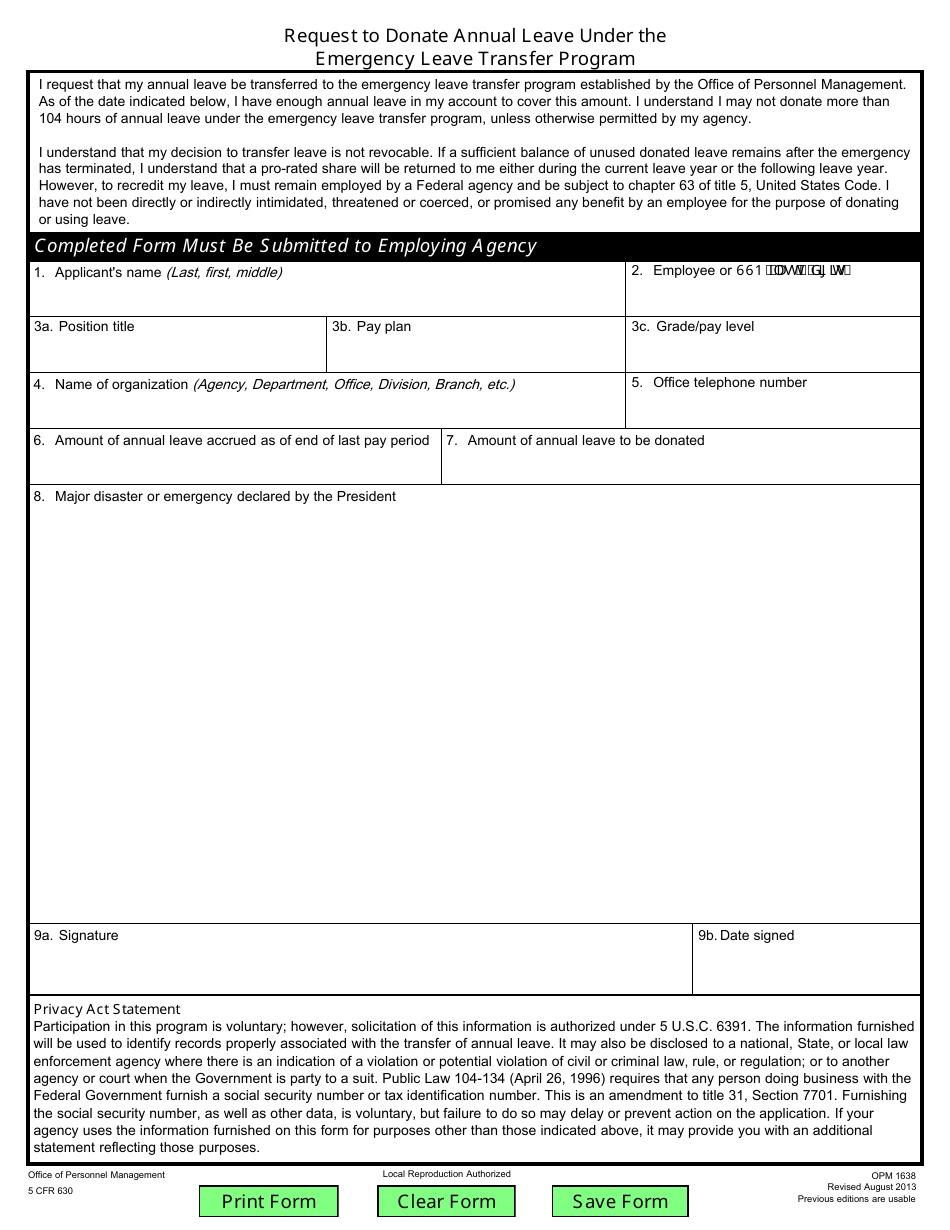OPM Form 1638 - Fill Out, Sign Online and Download Fillable PDF | Templateroller
