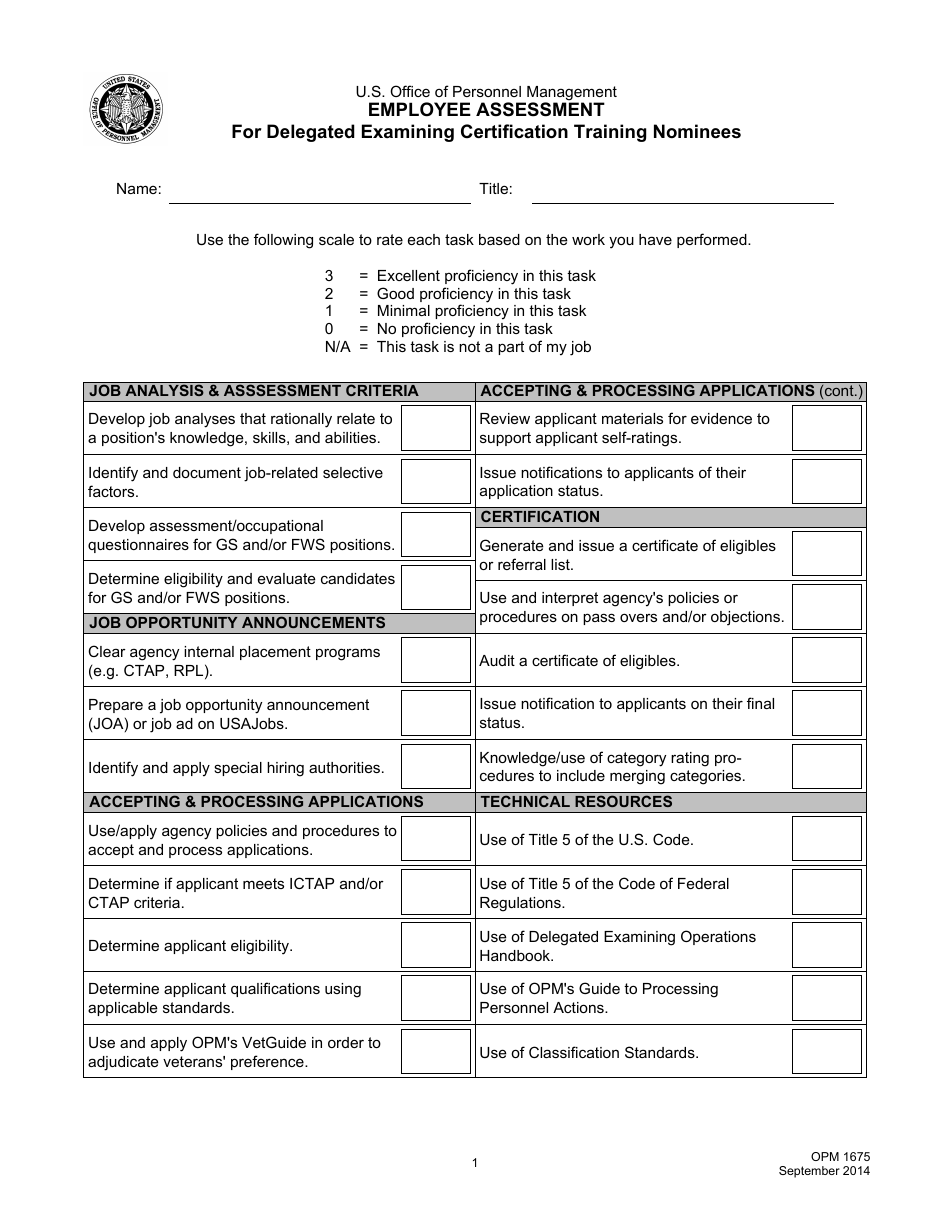 OPM Form 1675 - Fill Out, Sign Online and Download Fillable PDF ...