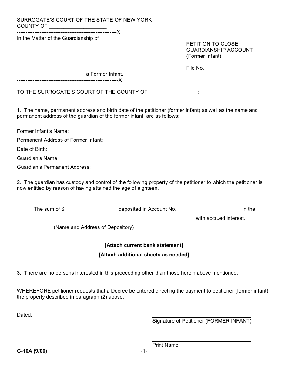 Form G-10A - Fill Out, Sign Online and Download Fillable PDF, New York ...