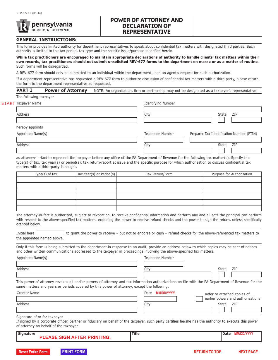 Form REV-677 - Fill Out, Sign Online and Download Fillable PDF, Pennsylvania | Templateroller