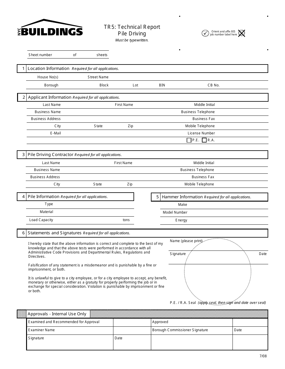 Form TR5 - Fill Out, Sign Online and Download Fillable PDF, New York ...