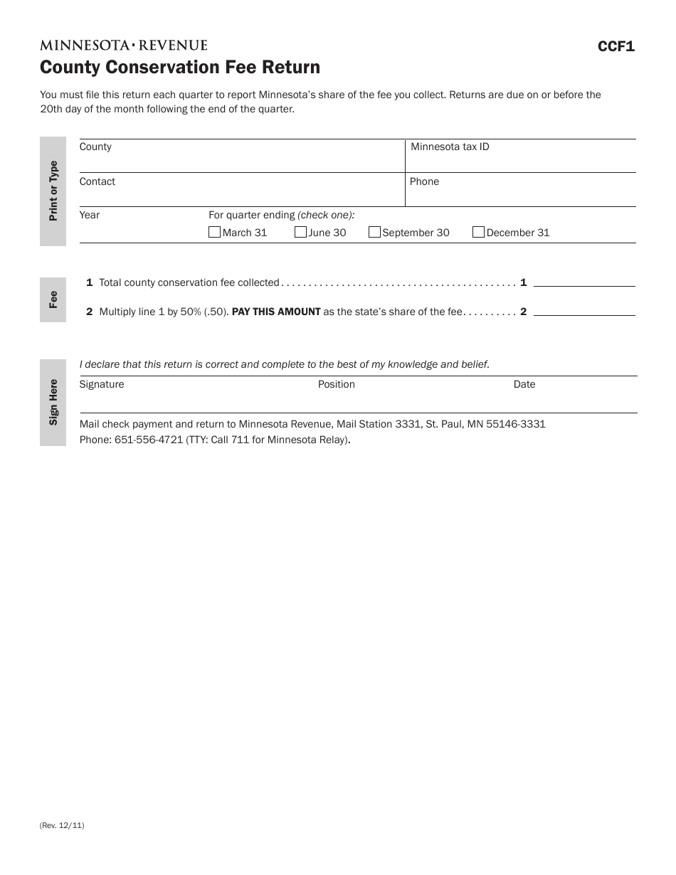 Form CCF1 - Fill Out, Sign Online and Download Fillable PDF, Minnesota ...