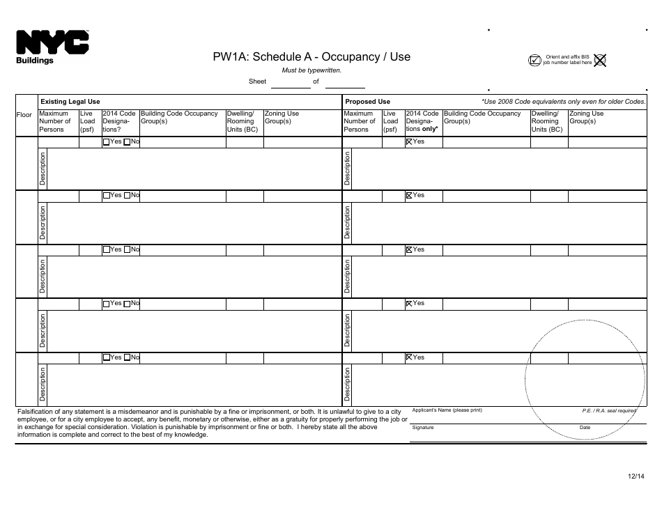 Form PW1A Schedule A - Fill Out, Sign Online and Download Fillable PDF ...
