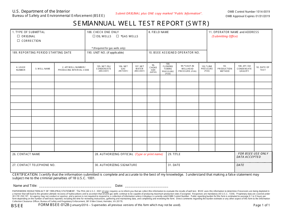 Form BSEE-0128 - Fill Out, Sign Online and Download Fillable PDF ...
