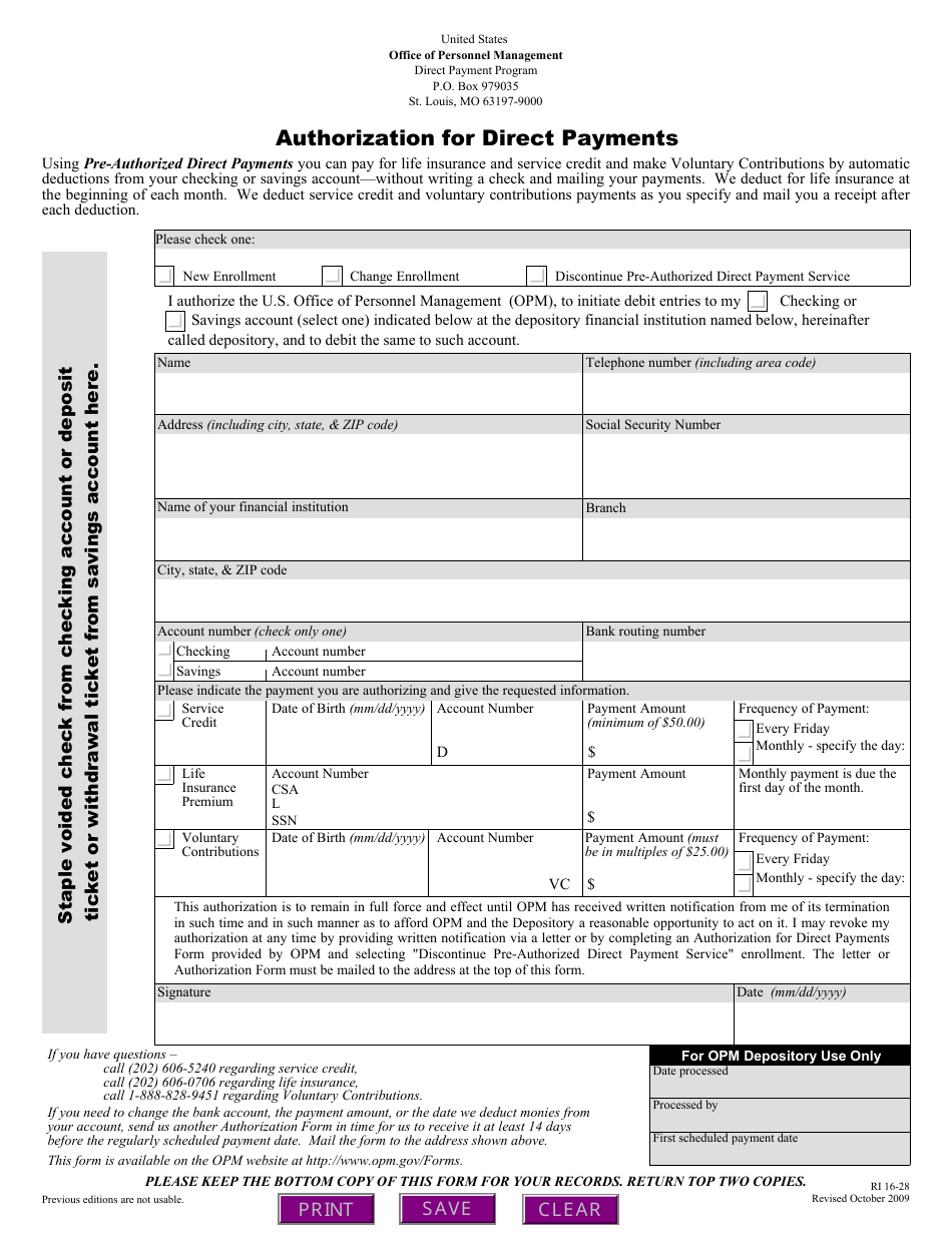 OPM Form RI16-28 - Fill Out, Sign Online and Download Fillable PDF ...