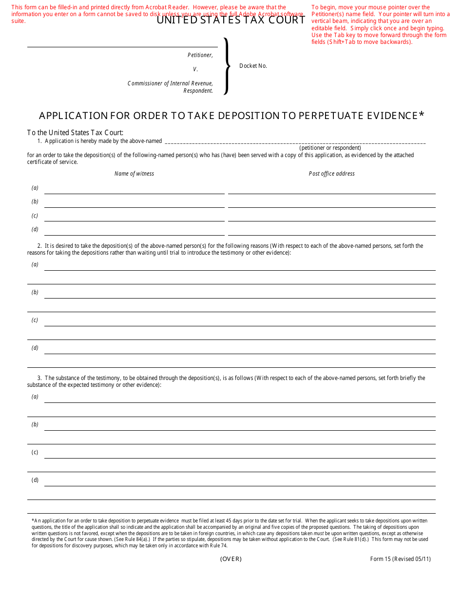 T.C. Form 15 - Fill Out, Sign Online and Download Fillable PDF ...