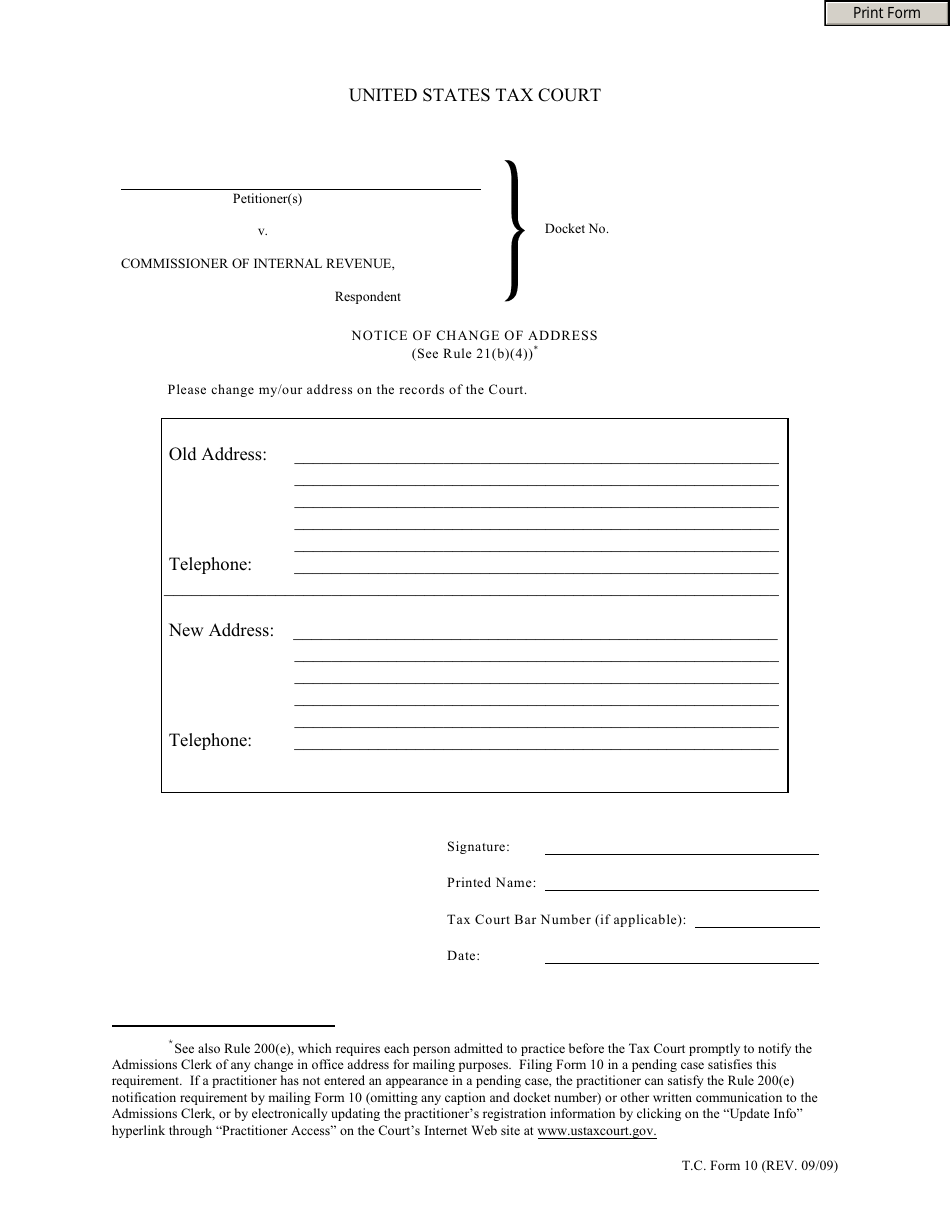 T.C. Form 10 - Fill Out, Sign Online and Download Fillable PDF ...