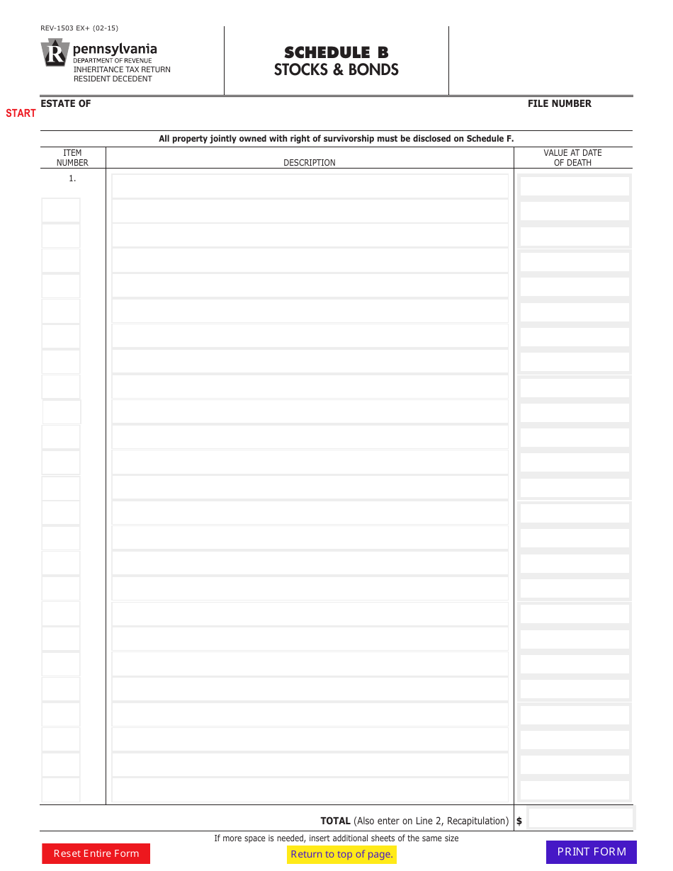 Form REV-1503 Schedule B - Fill Out, Sign Online and Download Fillable ...