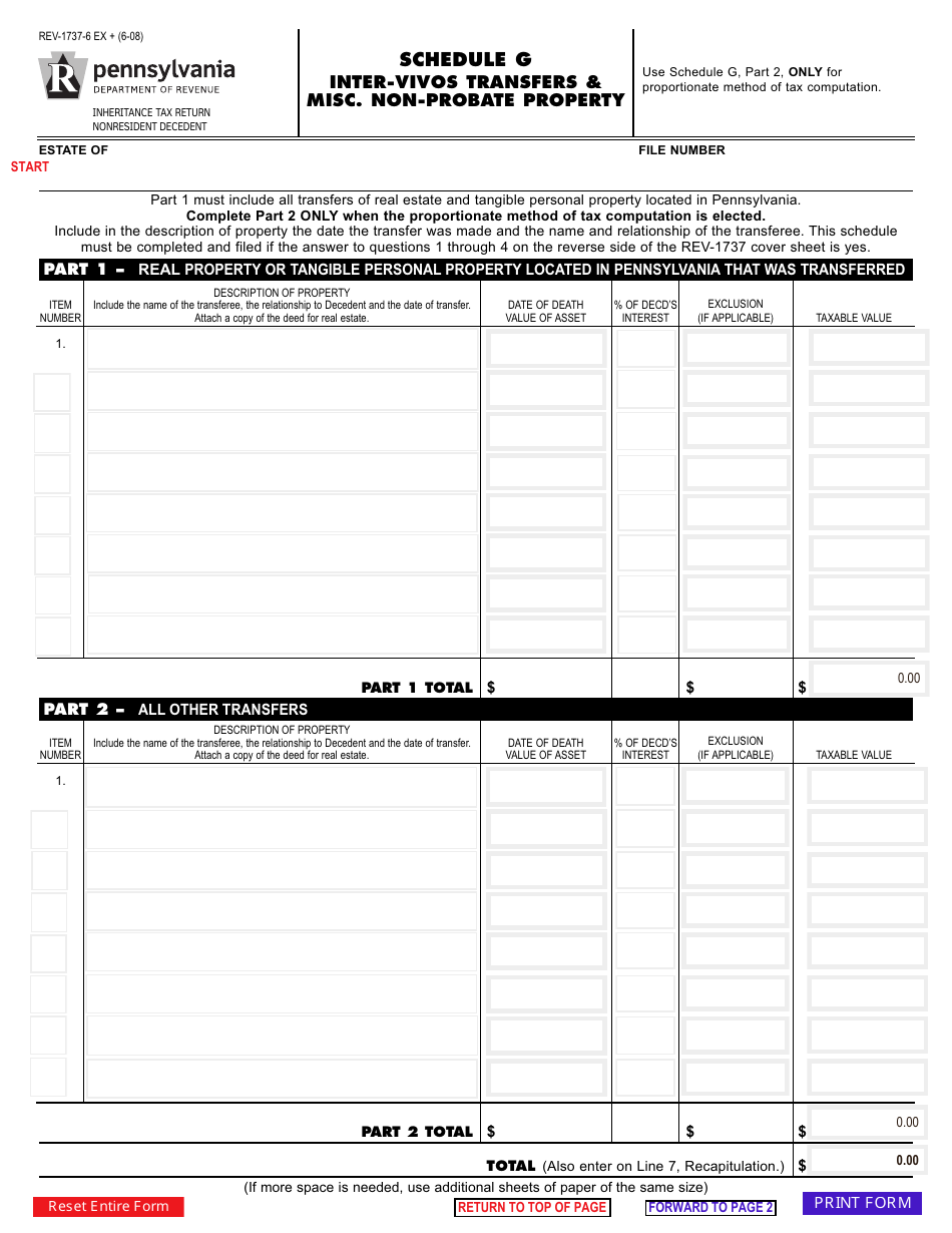 Form REV-1737-6 Schedule G - Fill Out, Sign Online and Download ...