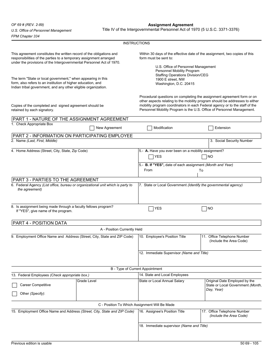 OPM Form OF69 - Fill Out, Sign Online and Download Fillable PDF ...
