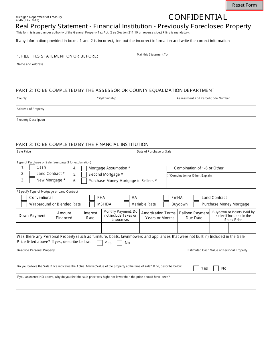 Form 4546 - Fill Out, Sign Online and Download Fillable PDF, Michigan ...