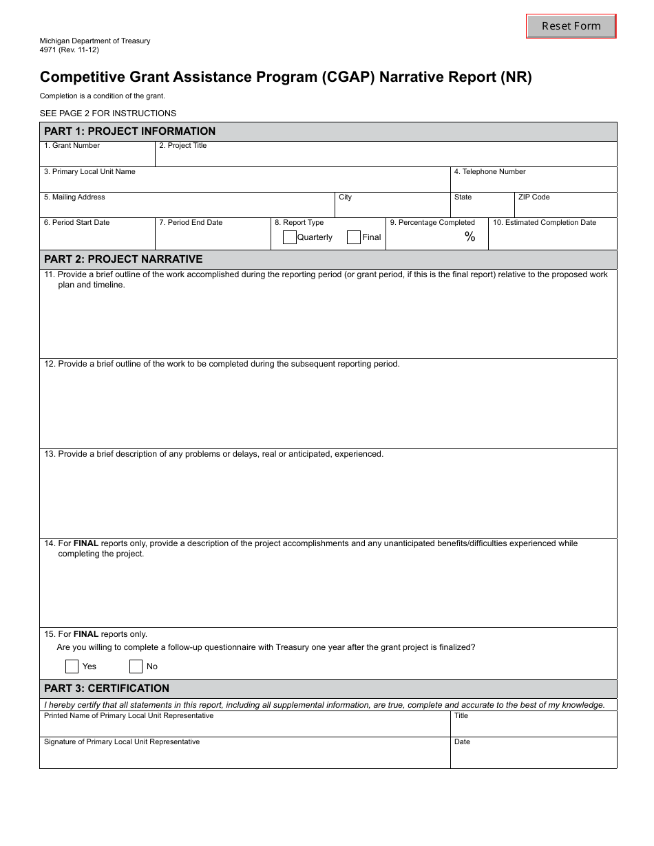 Form 4971 - Fill Out, Sign Online and Download Fillable PDF, Michigan ...