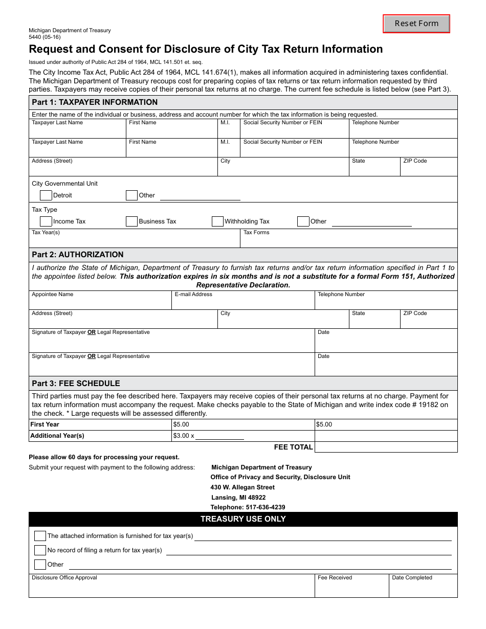 Form 5440 - Fill Out, Sign Online and Download Fillable PDF, Michigan ...
