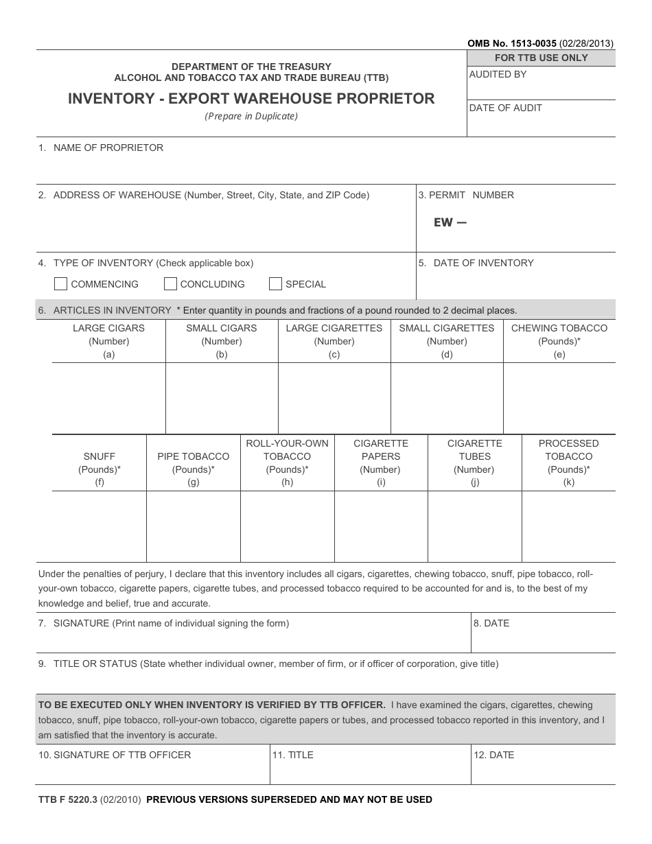 TTB Form 5220.3 - Fill Out, Sign Online and Download Fillable PDF ...