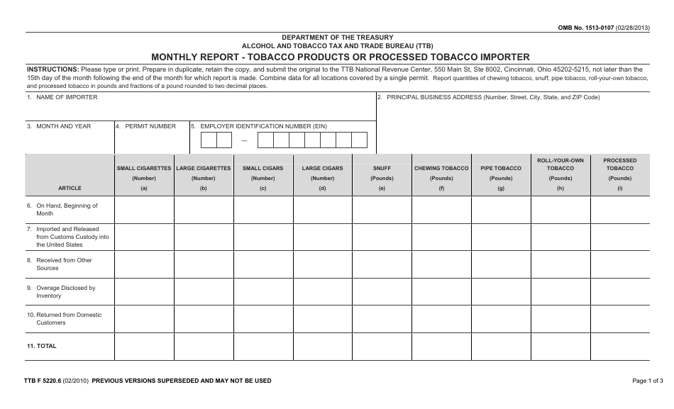 TTB Form 5220.6 - Fill Out, Sign Online and Download Fillable PDF ...