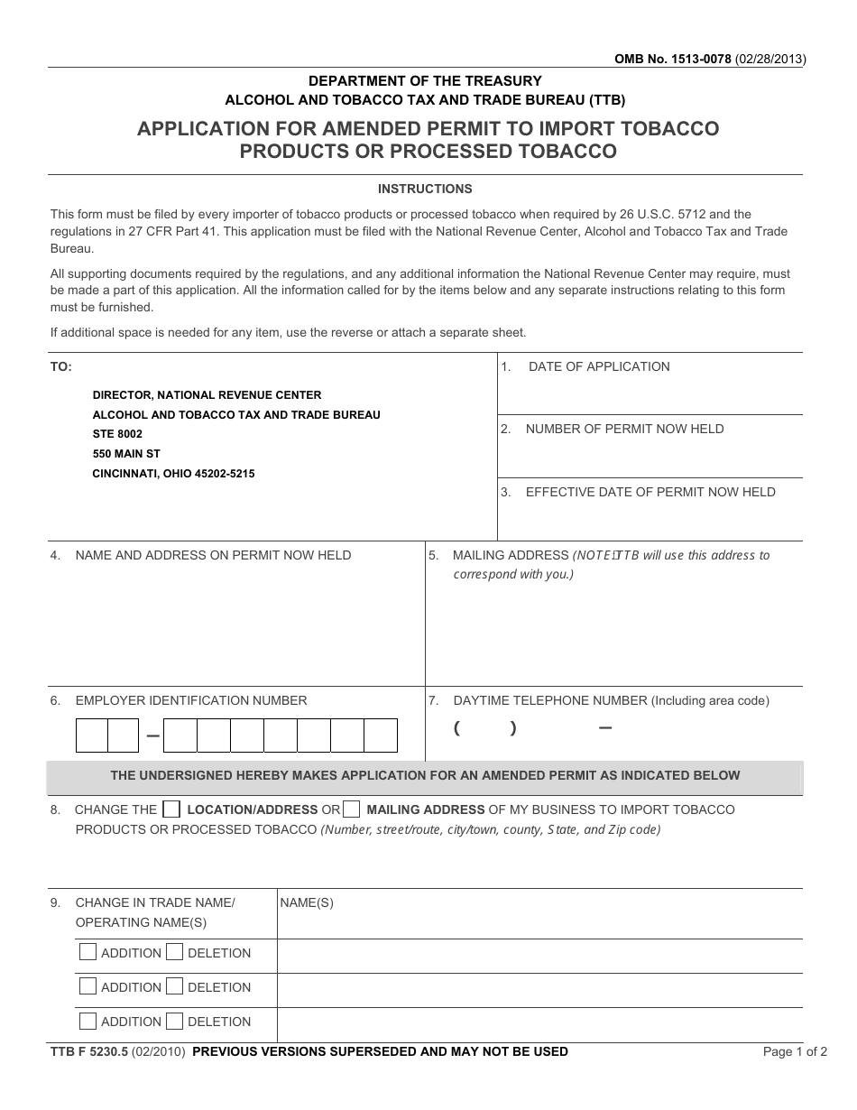 TTB Form 5230.5 - Fill Out, Sign Online and Download Fillable PDF ...