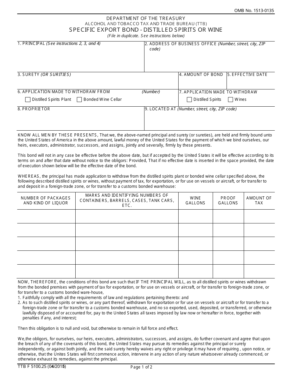 TTB Form 5100.25 - Fill Out, Sign Online and Download Fillable PDF ...