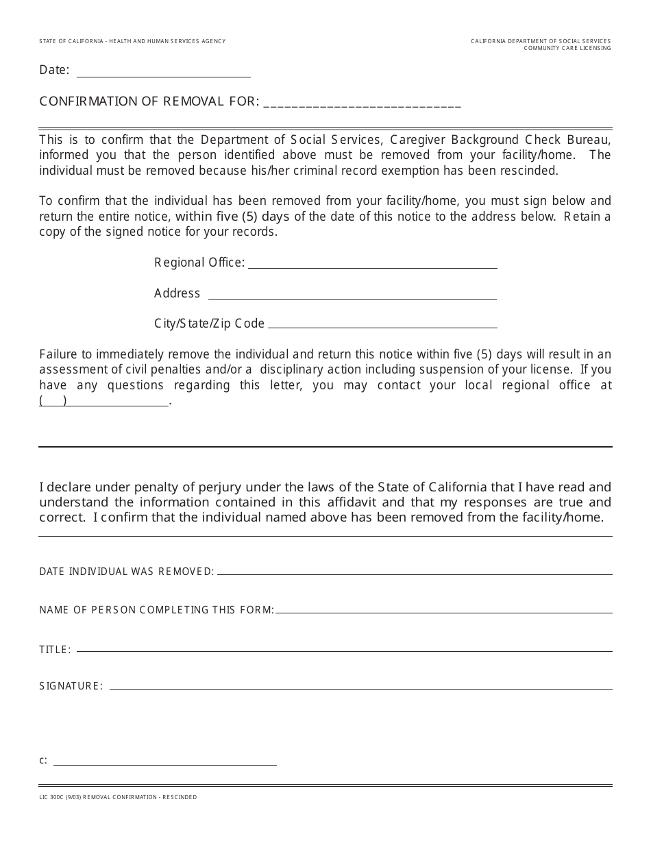 Form LIC300C - Fill Out, Sign Online and Download Fillable PDF ...