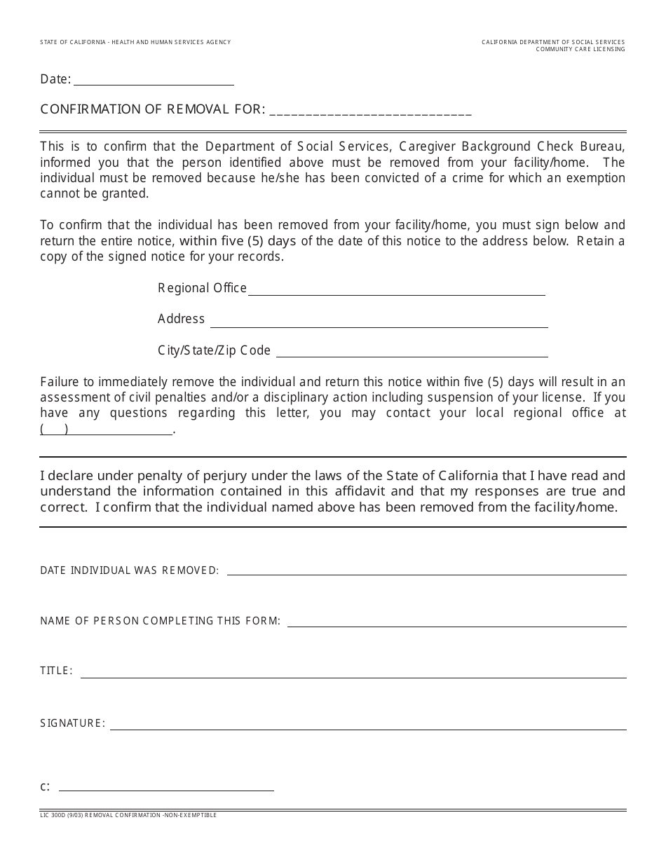 Form LIC300D - Fill Out, Sign Online and Download Fillable PDF ...